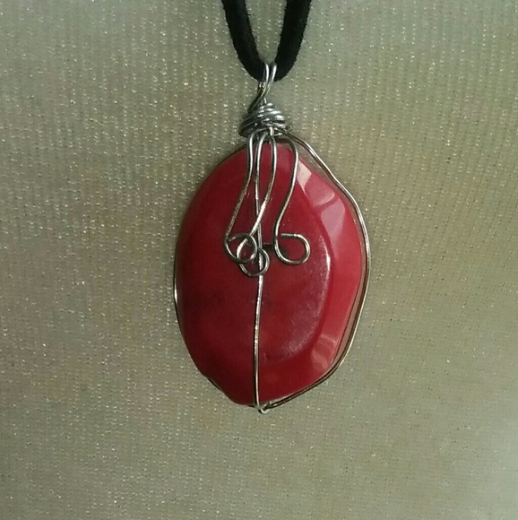 Jewelry | Red Natural Stone Pendant Necklace | Poshmark
